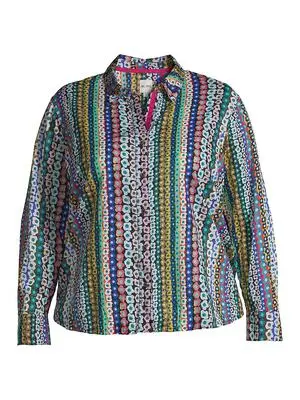 NIC+ZOE Women's Flower Field Crinkle Shirt - Pink Multi  - Pink Multi