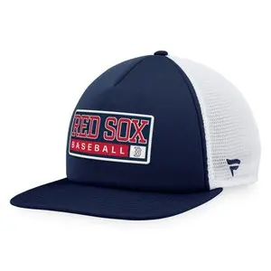 Majestic International White Boston Red Sox Foam Trucker Snapback Hat - Navy