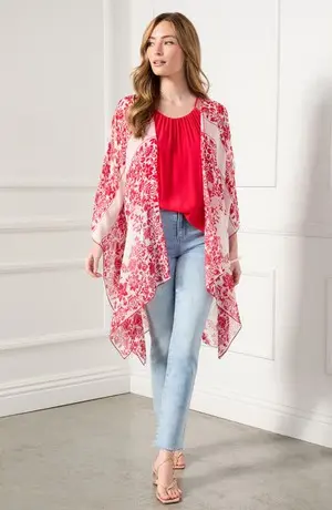 Karen Kane Floral Open Front Jacket
