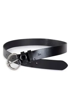 Frye Leather Ring Keeper Belt - Black And Antique Nickel