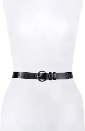 Frye Leather Ring Keeper Belt - Black And Antique Nickel