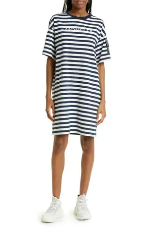 Moncler Stripe Cotton Jersey T-shirt Dress