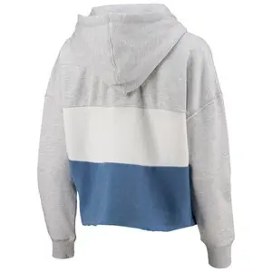 '47 Heathered Gray/heathered Royal Florida Gators Lizzy Colorblocked Cropped Pullover Hoodie