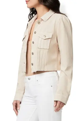 Paige Pacey Raw Hem Crop Twill Jacket - Soft Beige