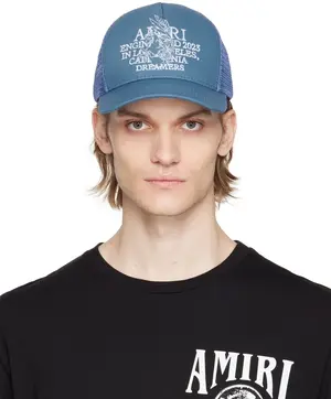 Amiri AMIRI Blue Pegasus Trucker Cap - Lt Denim-canvas / Me