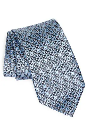 Zegna Paglie Geometric Jacquard Silk Tie - Blue