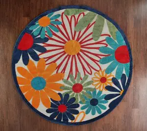 NOURISON HOME 7'10 Round Daisy Bouquet In/outdoorhigh-low Rug - One-color