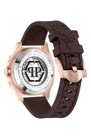 Philipp Plein Skeleton Spectre Silicone Strap Watch - Ip Rose Gold