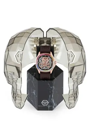 Philipp Plein Skeleton Spectre Silicone Strap Watch - Ip Rose Gold