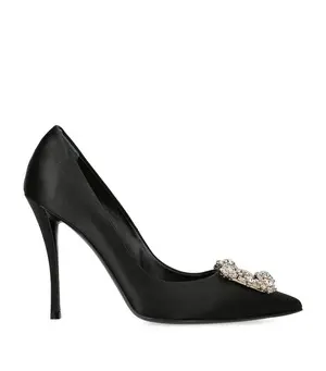 ROGER VIVIER Satin Flower Strass 100 Pumps
