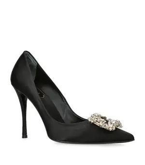 ROGER VIVIER Satin Flower Strass 100 Pumps