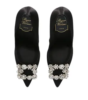 ROGER VIVIER Satin Flower Strass 100 Pumps
