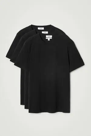 Cos 3-pack Regular Cotton T-shirts - Black