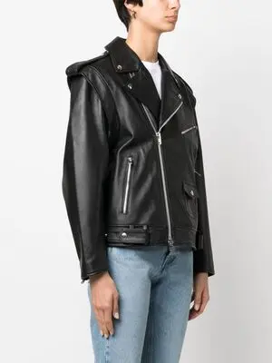 ARMARIUM Off-centre Zip Leather Jacket