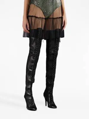 Gucci Harriet Leather Thigh-high Boots