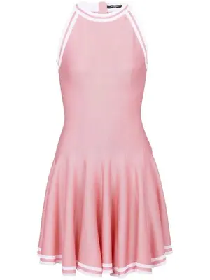 Balmain Contrast-knit Sleeveless Skater Dress