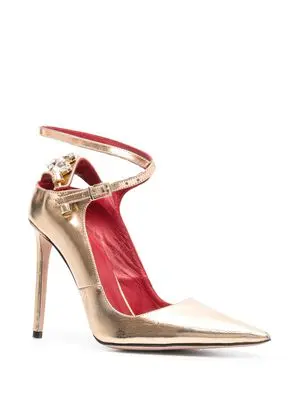 HARDOT 115mm Metallic Ankle-strap Pumps