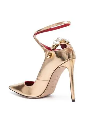 HARDOT 115mm Metallic Ankle-strap Pumps