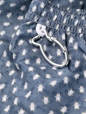 Fedeli Penguin-print Swim Shorts - Blue
