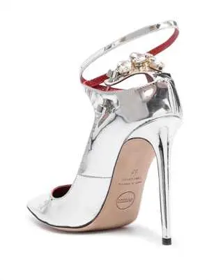 HARDOT 120mm Metallic Leather Pumps - Silver