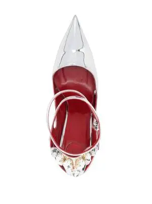 HARDOT 120mm Metallic Leather Pumps - Silver