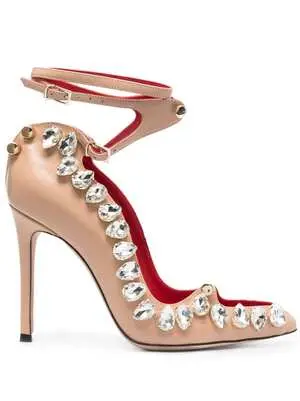 HARDOT 120mm Crystal-embellished Ankle-strap Pumps