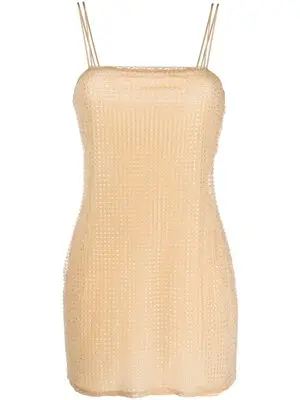 Alexander Wang Embellished Mesh Minidress - Neutrals