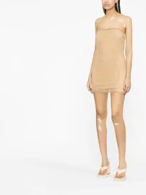 Alexander Wang Embellished Mesh Minidress - Neutrals