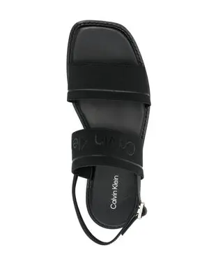 Calvin Klein Debossed-logo Leather Sandals