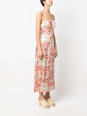 FORTE_FORTE Geometric-pattern Midi Dress - Neutrals