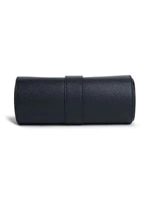 Smythson Panama Leather 3-watch Roll - Black