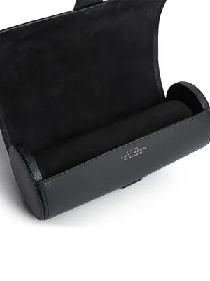 Smythson Panama Leather 3-watch Roll - Black