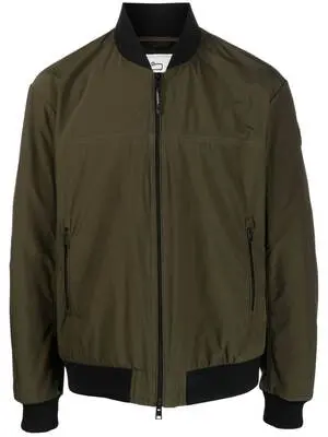 Woolrich Logo-patch Zip-up Bomber Jacket - Green