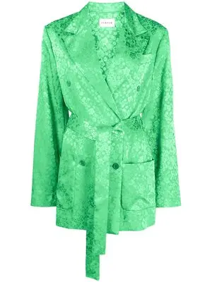 P.a.r.o.s.h Floral-embroidered Belted Blazer