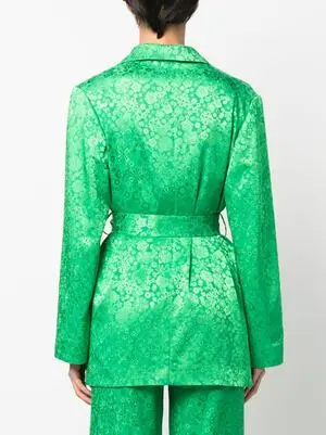P.a.r.o.s.h Floral-embroidered Belted Blazer
