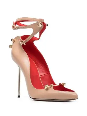 HARDOT 120mm Ankle-strap Leather Pumps