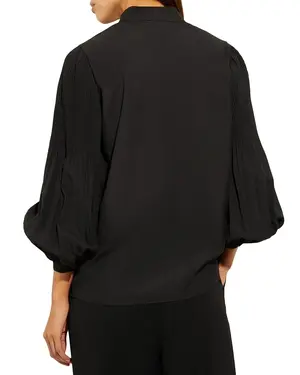 Misook Pleated Balloon Sleeve Blouse