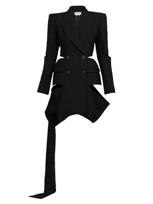 Alexander McQueen Women's Blazer Cut-Out Minidress - Black  - Black
