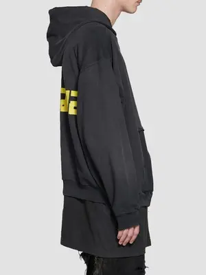 Balenciaga Tape Type Ripped Pocket Zip-up Hoodie - Black Faded