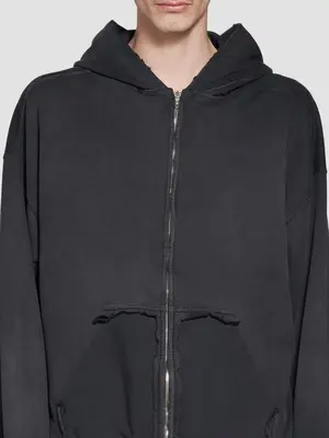 Balenciaga Tape Type Ripped Pocket Zip-up Hoodie - Black Faded