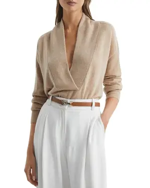 REISS Hayley Metal Hardware Leather Belt - Tan