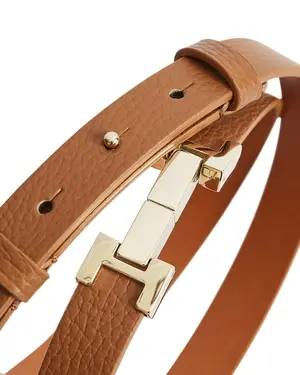 REISS Hayley Metal Hardware Leather Belt - Tan