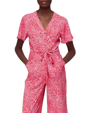 Whistles Diagonal Leopard Print Jumpsuit - Pink/multi