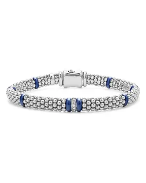 Lagos Diamond And Blue Caviar Bracelet - Blue/silver