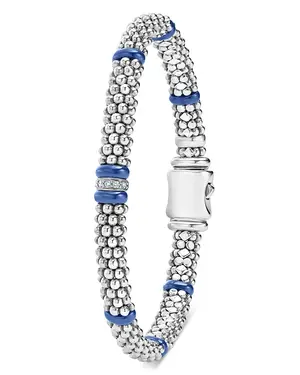Lagos Diamond And Blue Caviar Bracelet - Blue/silver