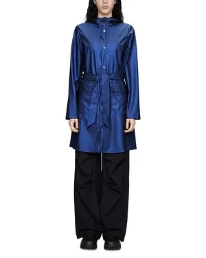 Rains Curve Hooded Belted Waterproof Jacket - Lucid