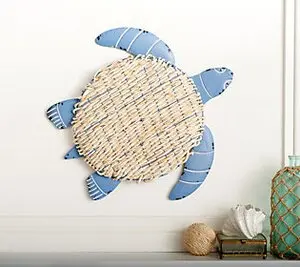 PLOW & HEARTH Rattan & Metal Coastal Creatures Wall Art - One-color