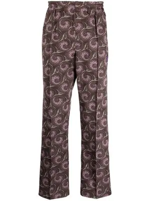 Needles Pintuck Graphic Print Trousers - Brown