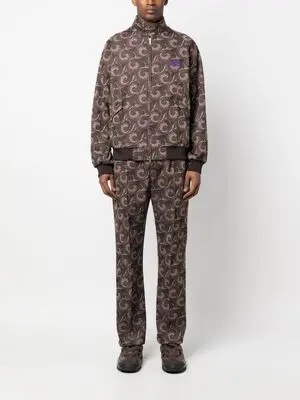 Needles Pintuck Graphic Print Trousers - Brown