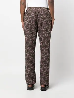Needles Pintuck Graphic Print Trousers - Brown